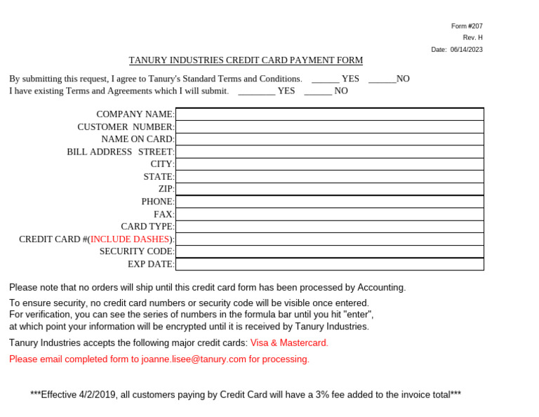 207 Credit Card Payment Form | PDF