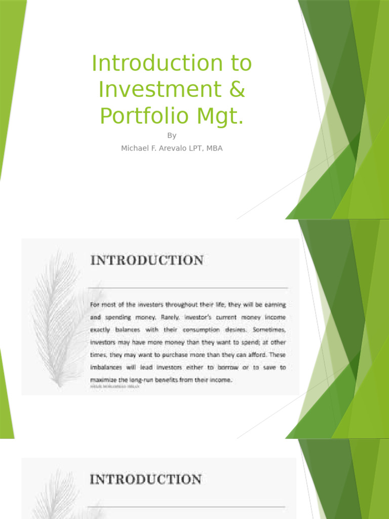 Introduction To Investment & Portfolio MGT | PDF