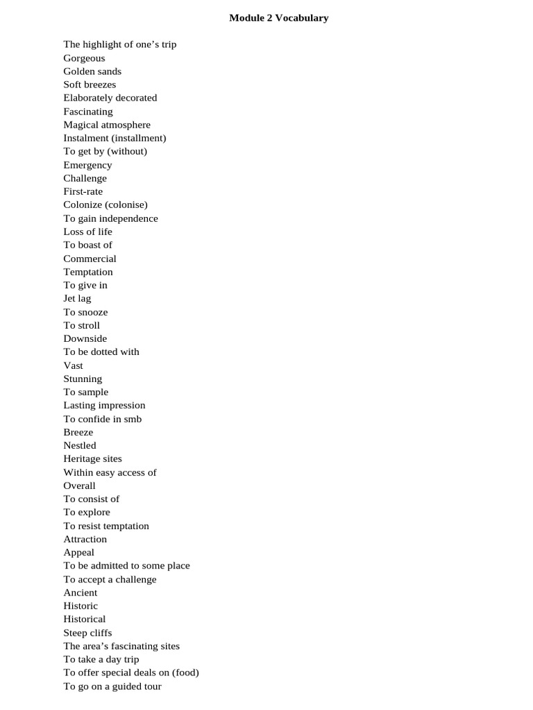 Vocabulary Module 2 | PDF