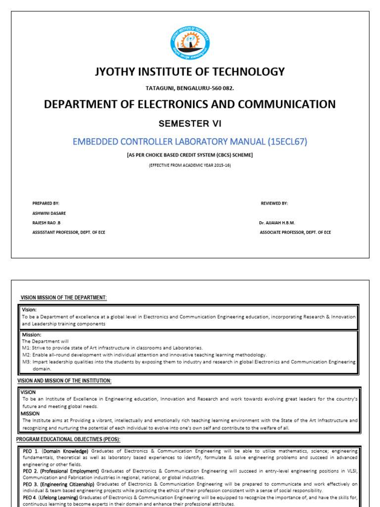 Arm Lab Manual 6th Sem Ece | PDF | Electric Motor | Computing