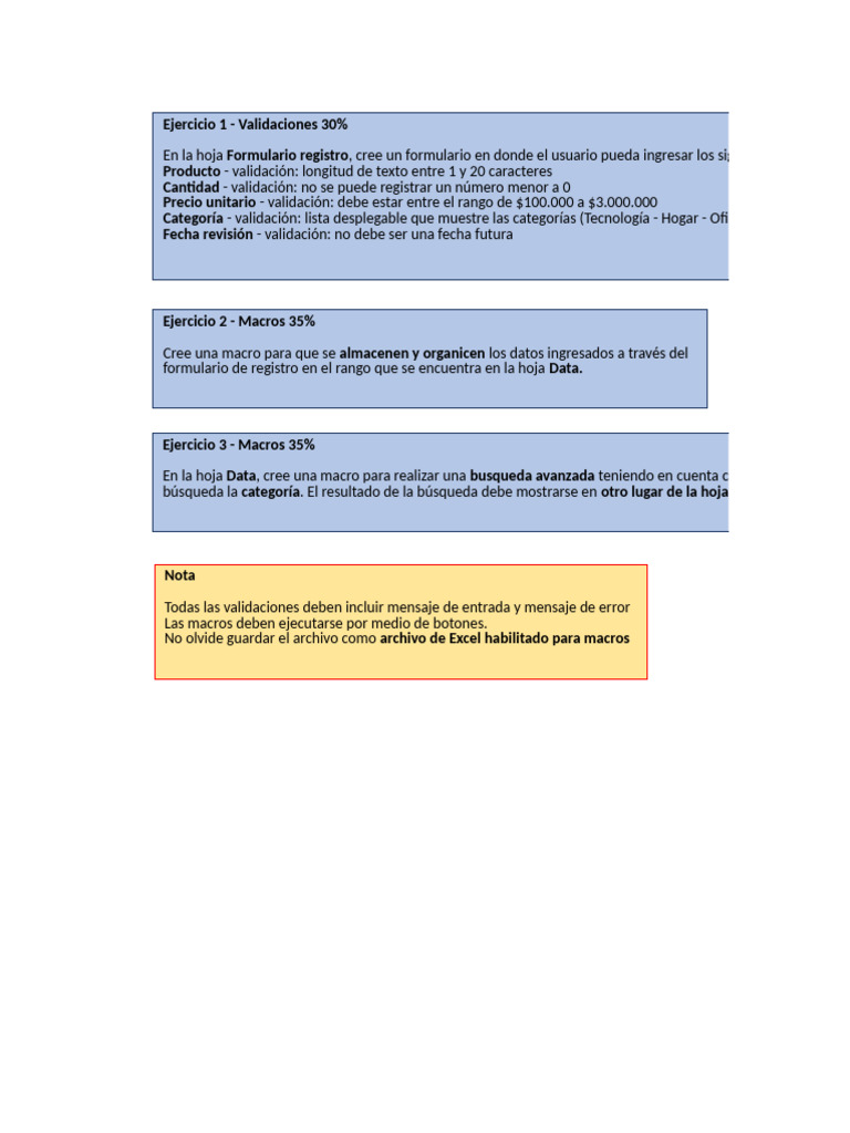 Taller Validaciones y Macros - XLSM | PDF | Informática | Software