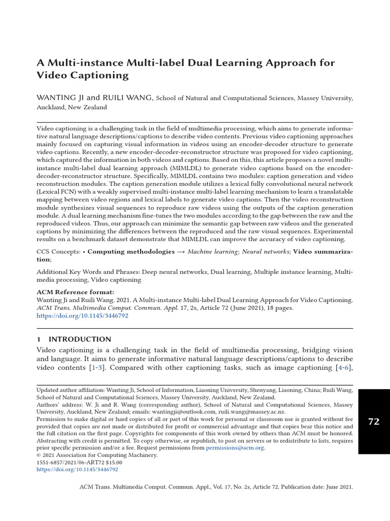 A Multi-Instance Multi-Label Dual Learning Approach For | PDF