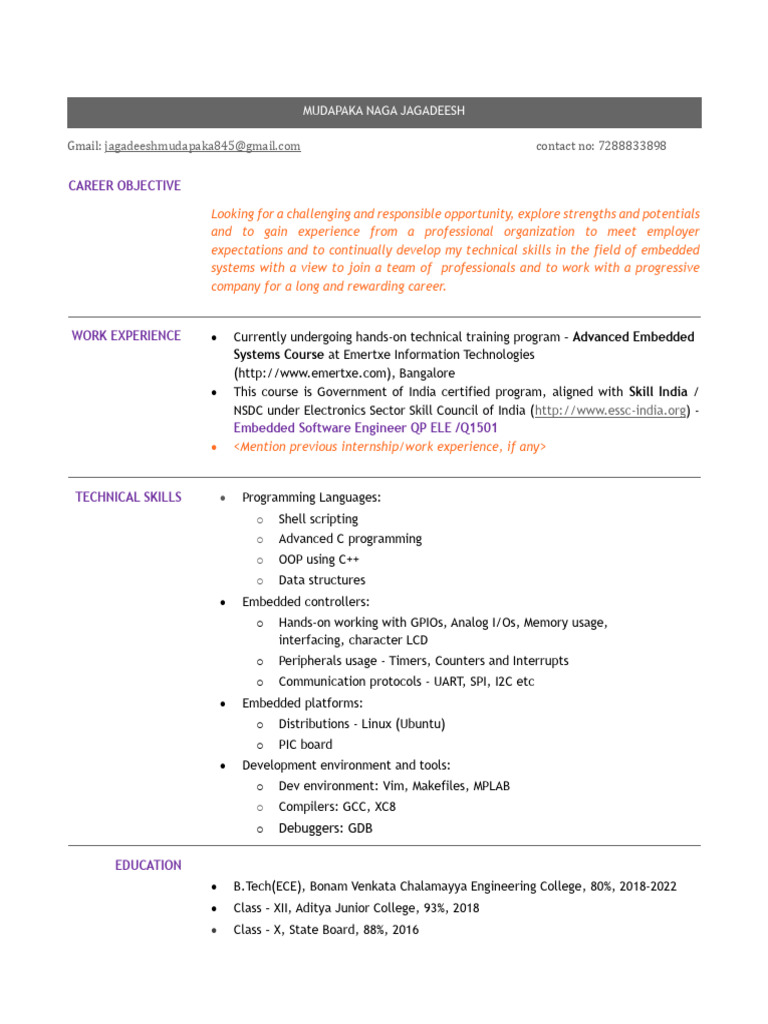 Jagadeesh Resume | PDF | Computing | Computer Engineering