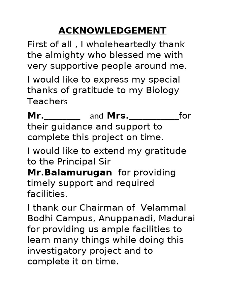 Biology Acknowledgement | PDF