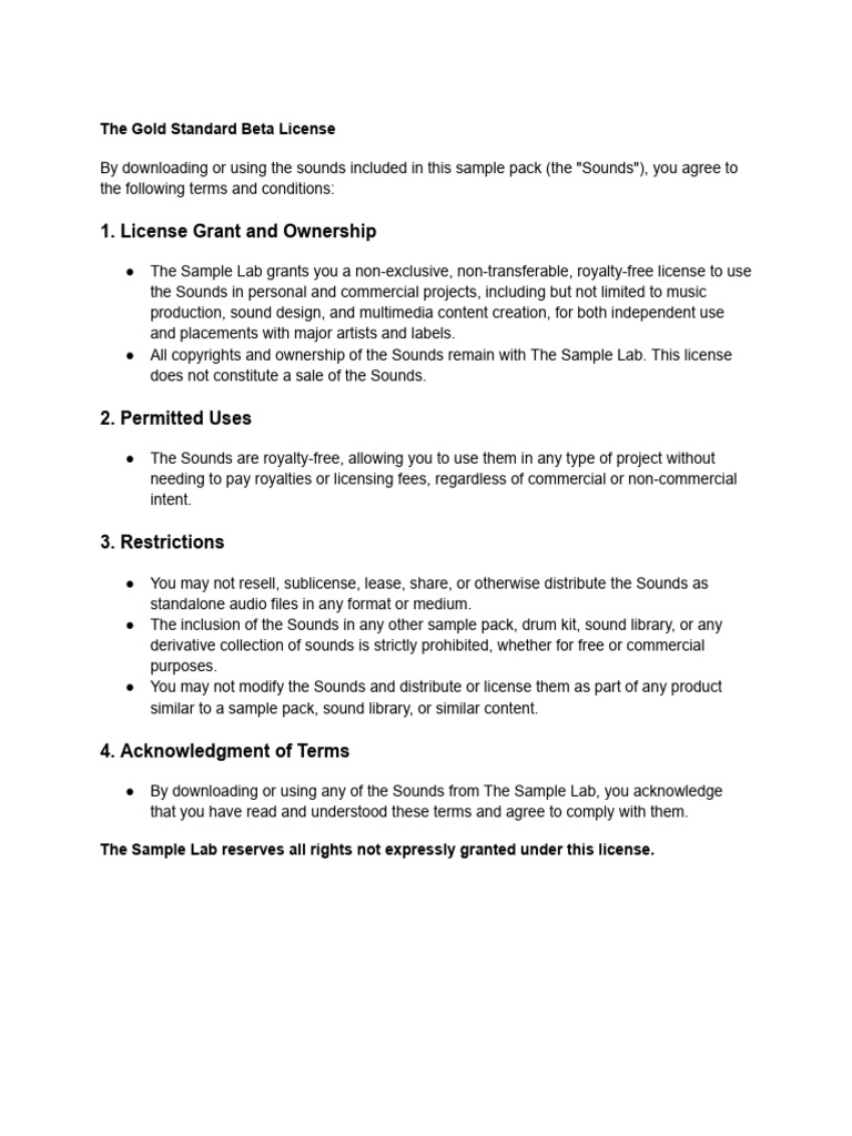Gold Standard Beta License Agreement | PDF