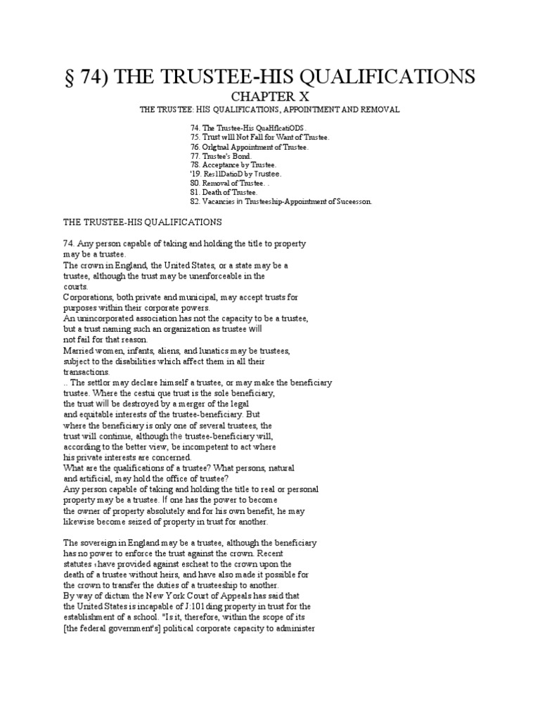 Trustee Qualifications Overview | PDF | Trust Law | Trustee