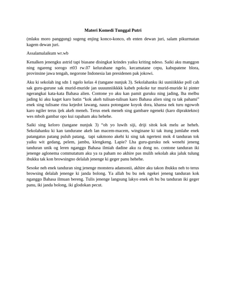 Teks Stand Up Comedy | PDF