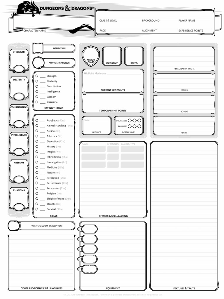 DND 5th Edition Character Sheet | PDF