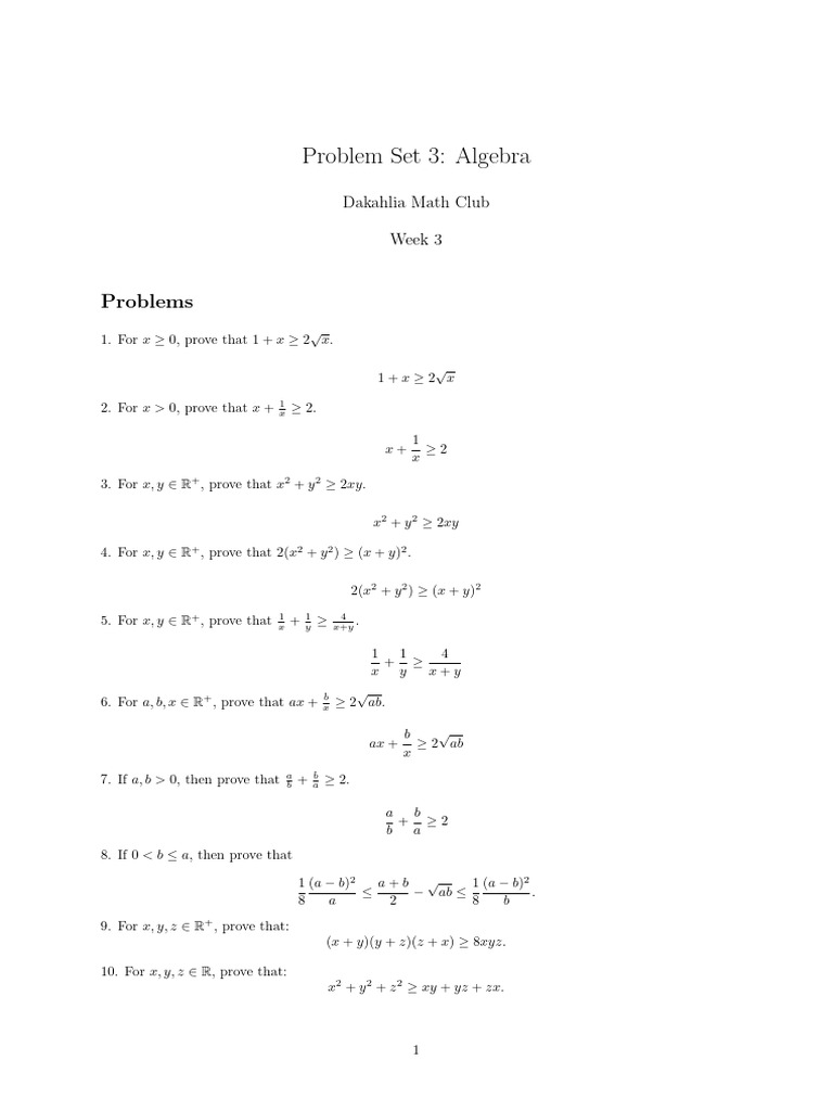 Problem Set 3 Algebra | PDF | Mathematics | Algebra