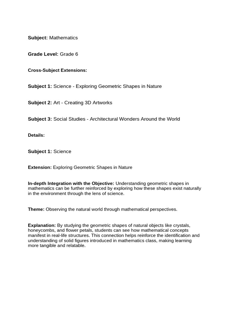 Cross Subject Extention | PDF | Geometry | Mathematics