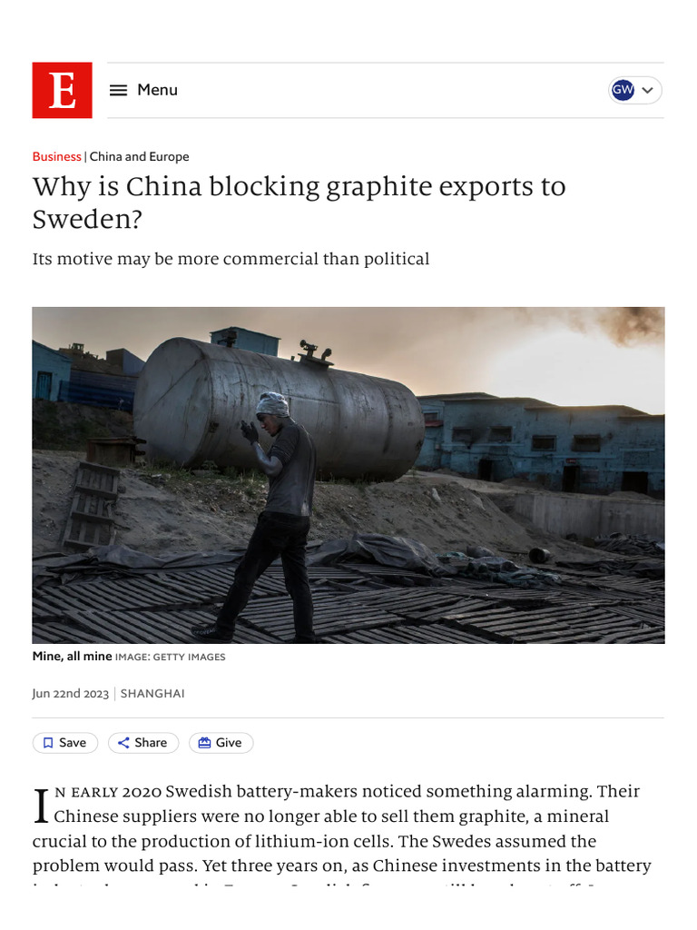 Why Is China Blocking Graphite Exports To Sweden | PDF | Sweden | Graphite