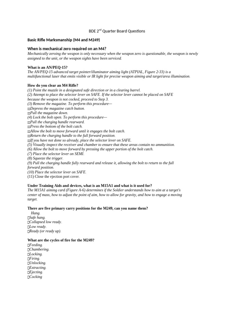 Army Board Questions | PDF | Firearms | Projectile Weapons