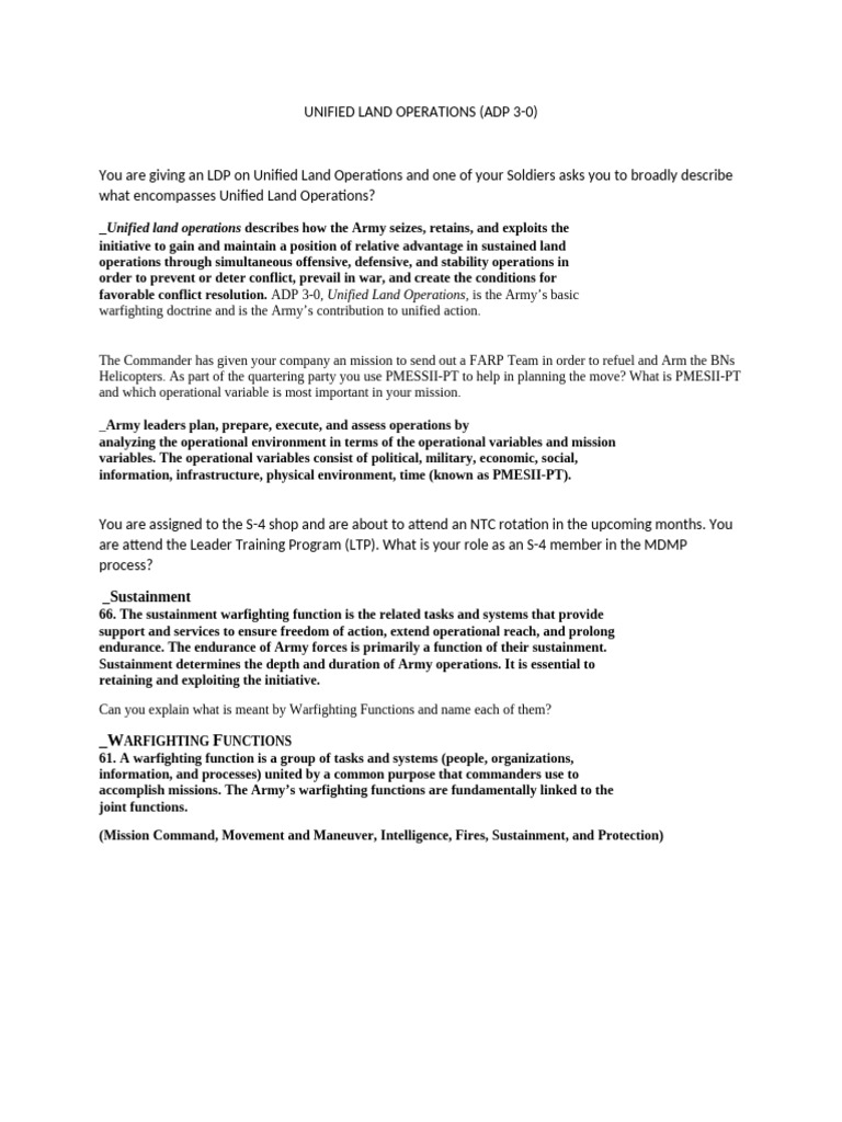 Unified Land Operations Guide | PDF | Maneuver Warfare | Military