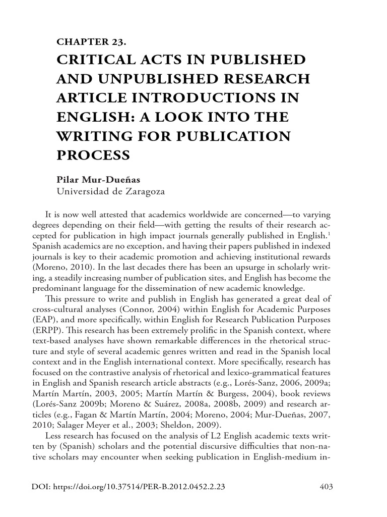 Critical Acts in Published and Unpublished Research Article ...