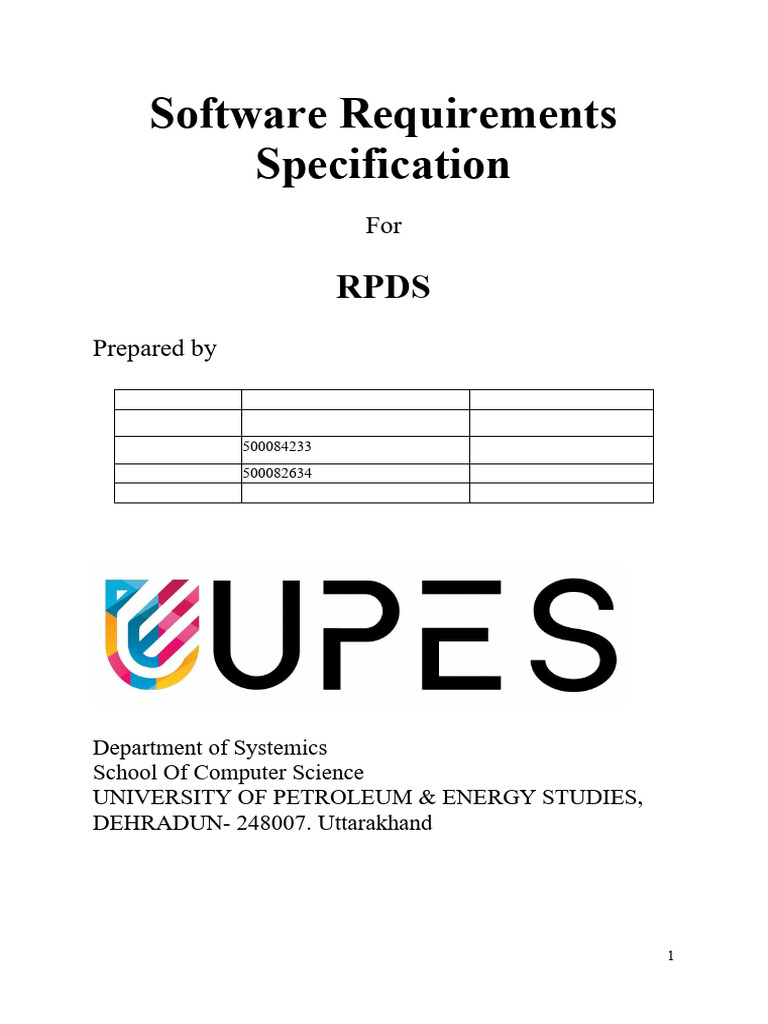 SRS RPDS | PDF | Computer Network | Security