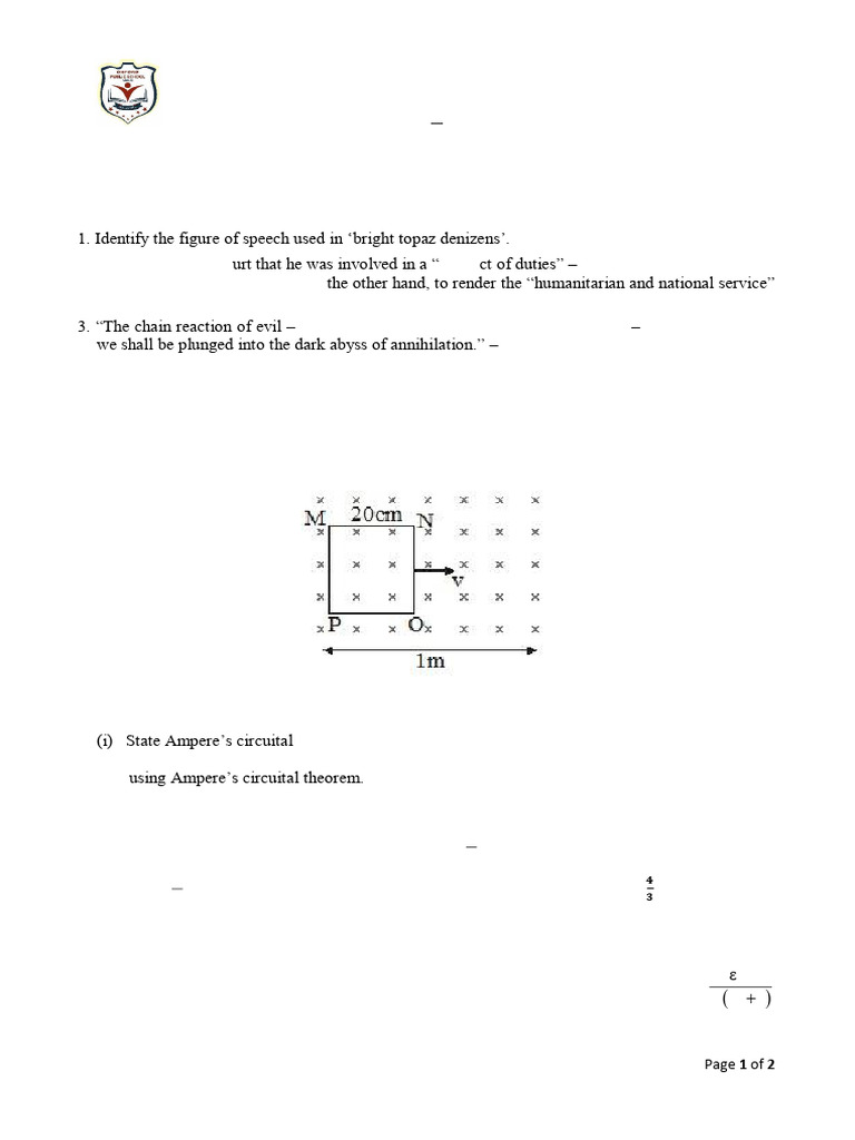 Class-12 (PCB) Diwali Assignment | PDF | Capacitor | Magnetic Field