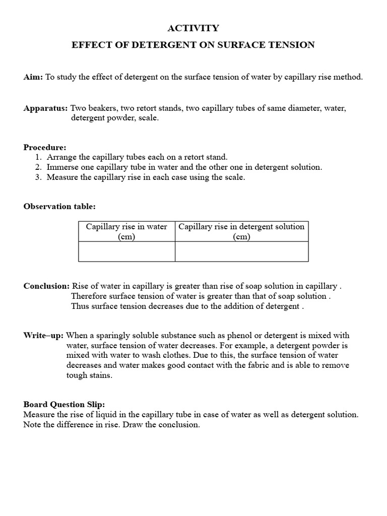 Activity Surface Tension | PDF