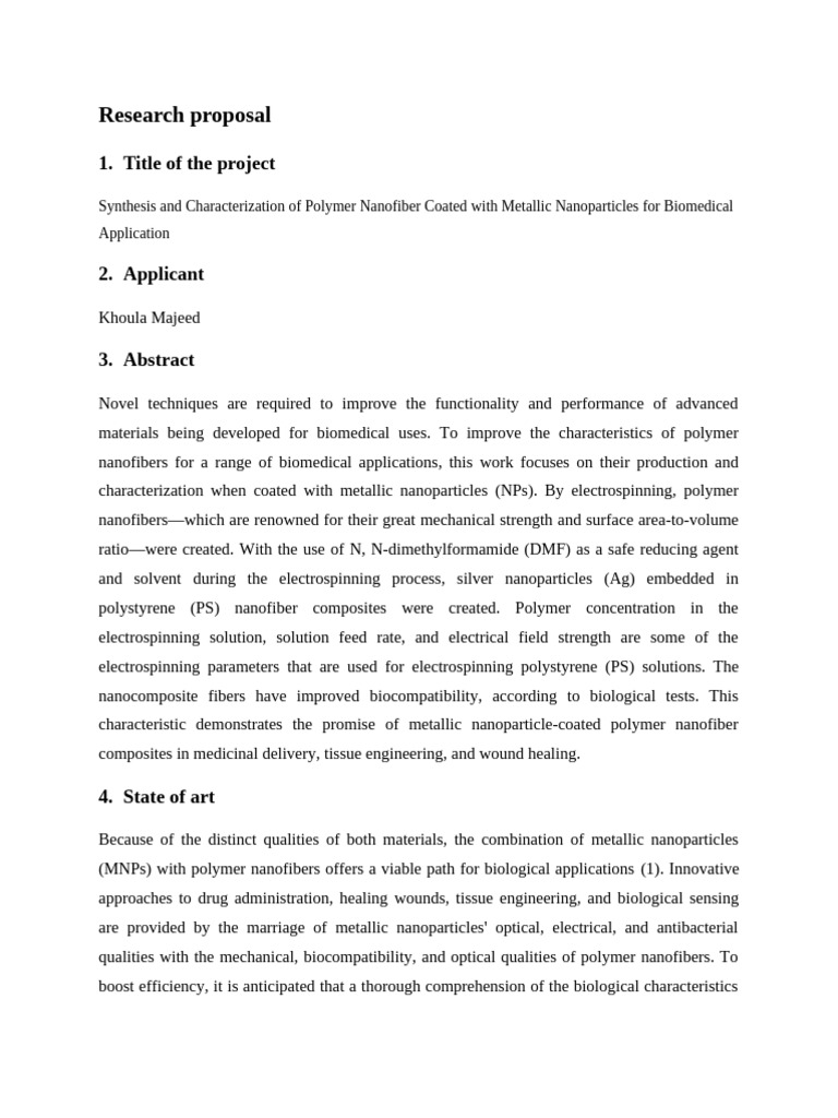 Research Proposal | PDF | Tissue Engineering | Nanoparticle