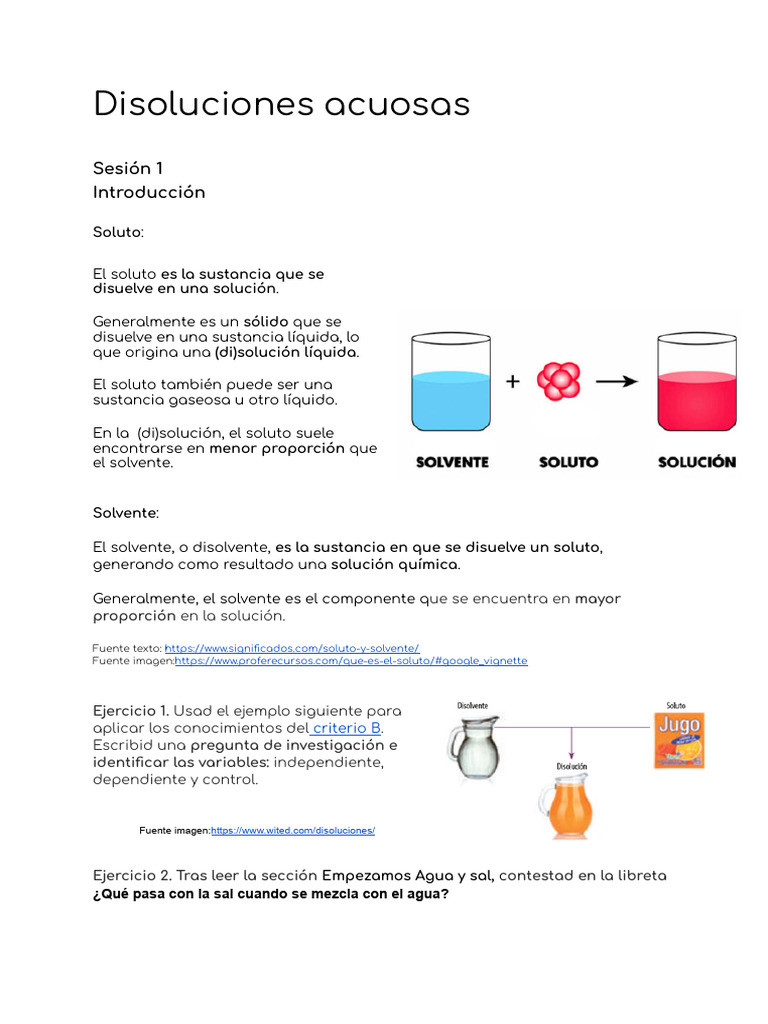 Teoría. Disoluciones Acuosas | PDF | Concentración | Solubilidad