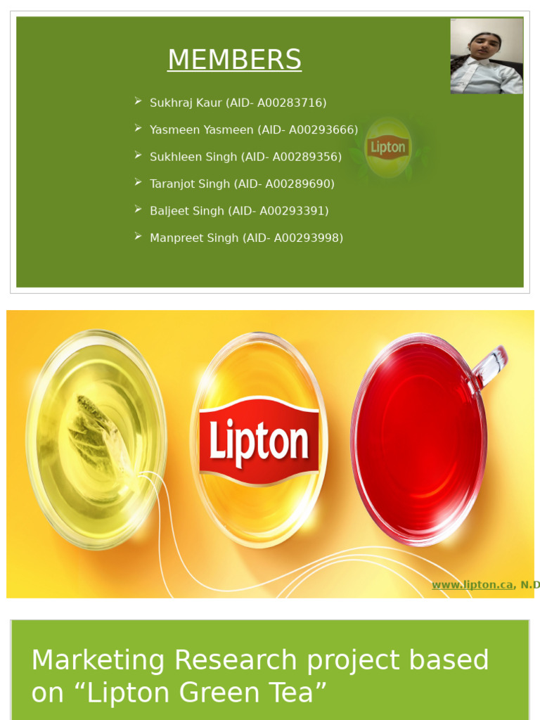 Presentation Lipton Green Tea | PDF | Market Segmentation | Tea