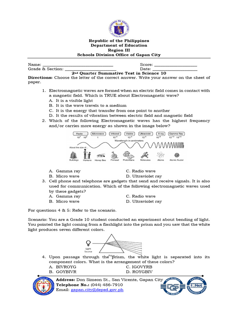 Science-10 - 2nd Quarter | PDF | Electromagnetic Radiation | Waves