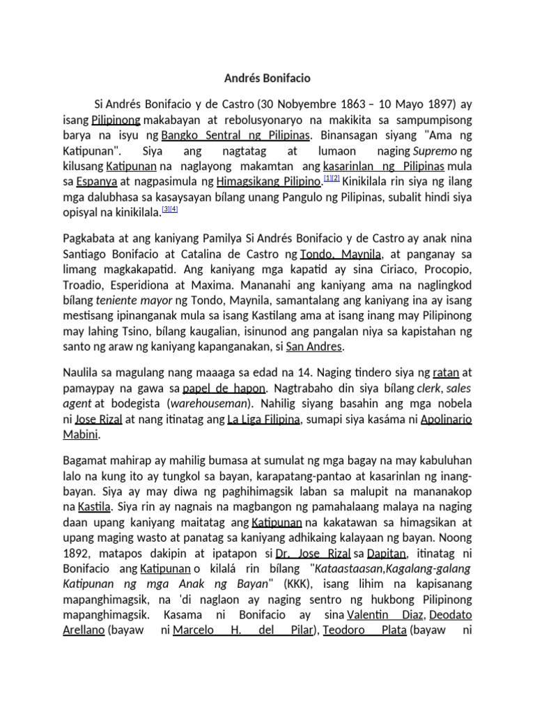 Andrés Bonifacio - Sanaysay | PDF