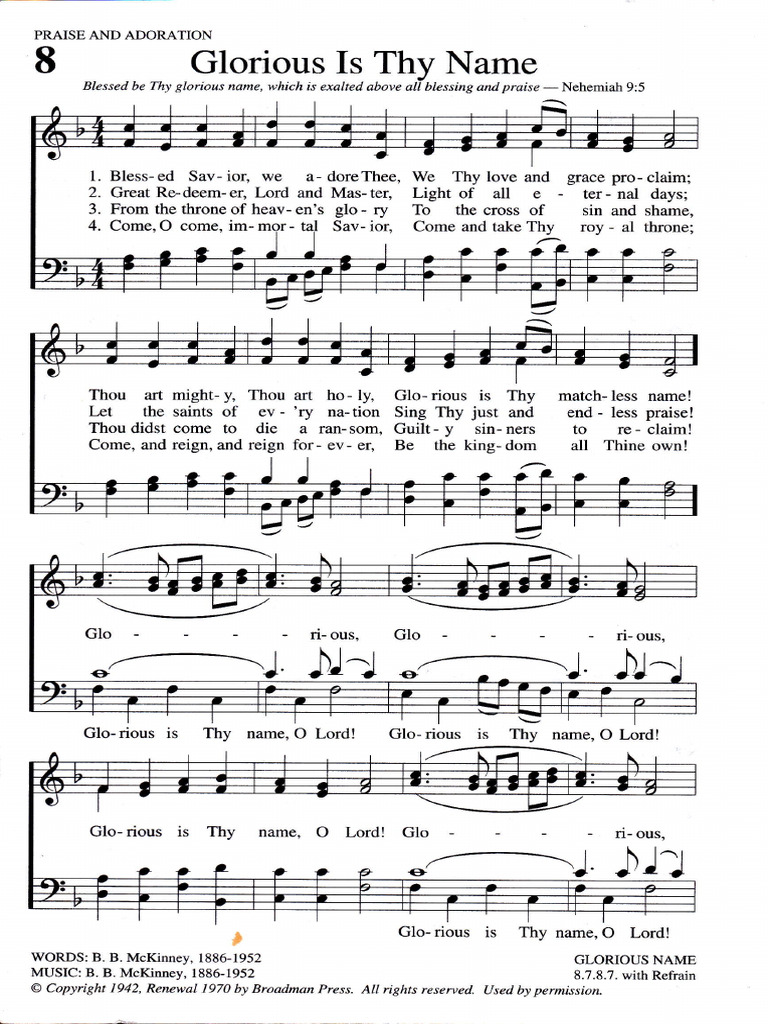 8 - Glorious Is Thy Name | PDF