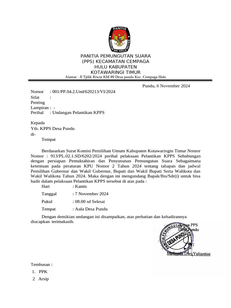 Undangan Untuk KPPS | PDF