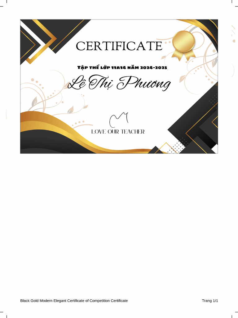 Black Gold Modern Elegant Certificate of Competition Certificate | PDF