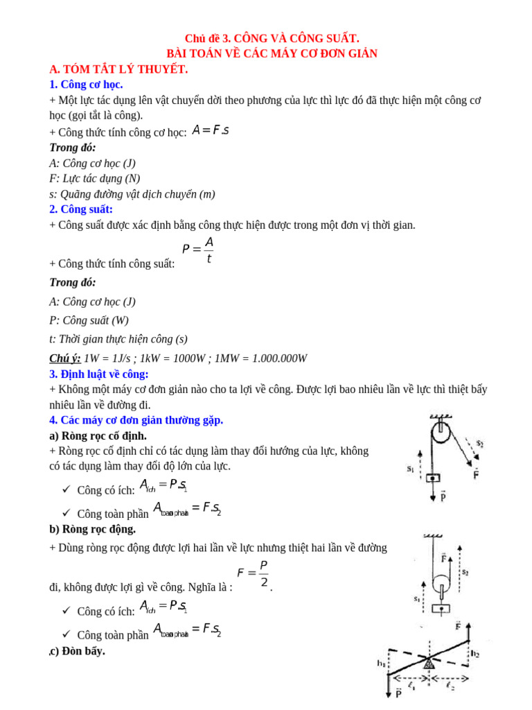 Tap 1 Chu de 3 Cong Va Cong Suat | PDF