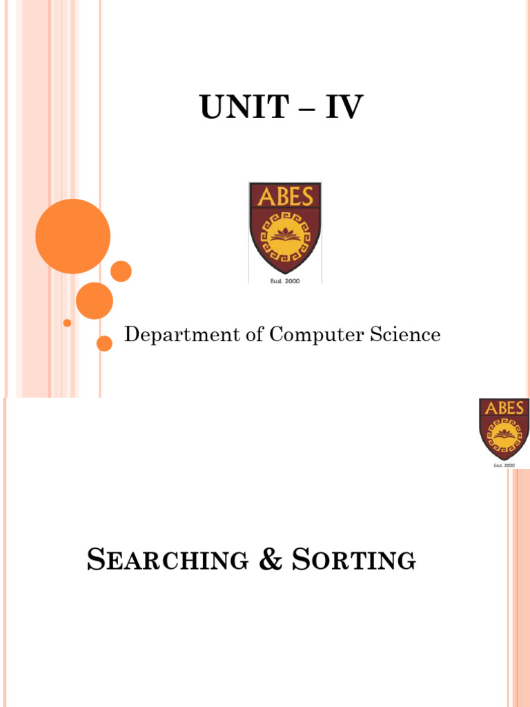 UNIT-4 Searching & Sorting | PDF UNIT-4 Searching & Sorting | PDF