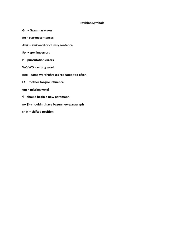 Revision Symbols | PDF