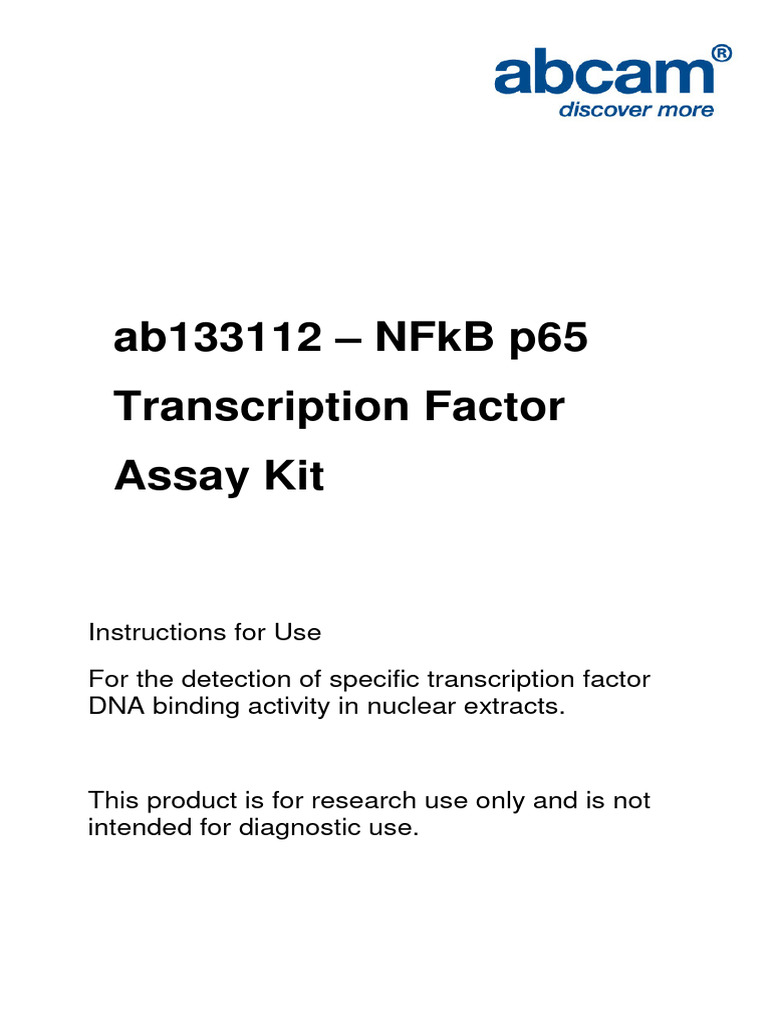 Ab133112 NFKB p65 Transcription Factor Assay Kit Protocol (Web) | PDF ...