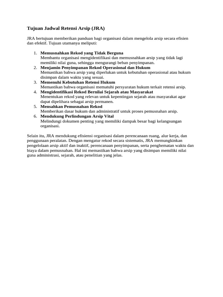 Tujuan Jadwal Retensi Arsip | PDF