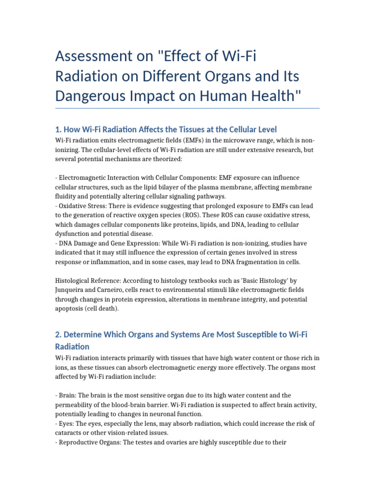WiFi Radiation Health Assessment | PDF | Cell Membrane | Radiation