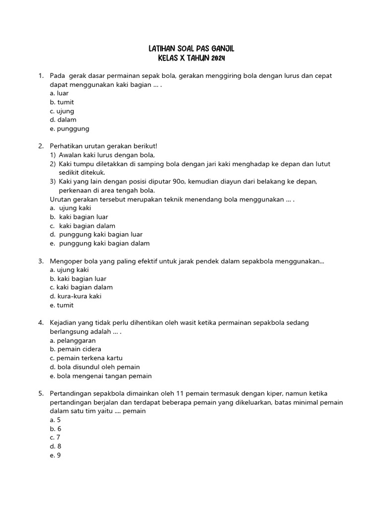 Latihan Soal Pas Ganjil X | PDF