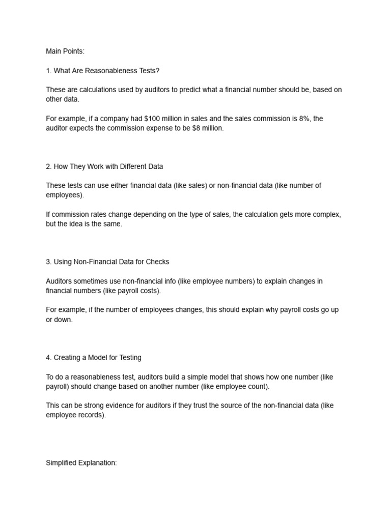 Reasonableness Tests | PDF | Dependent And Independent Variables