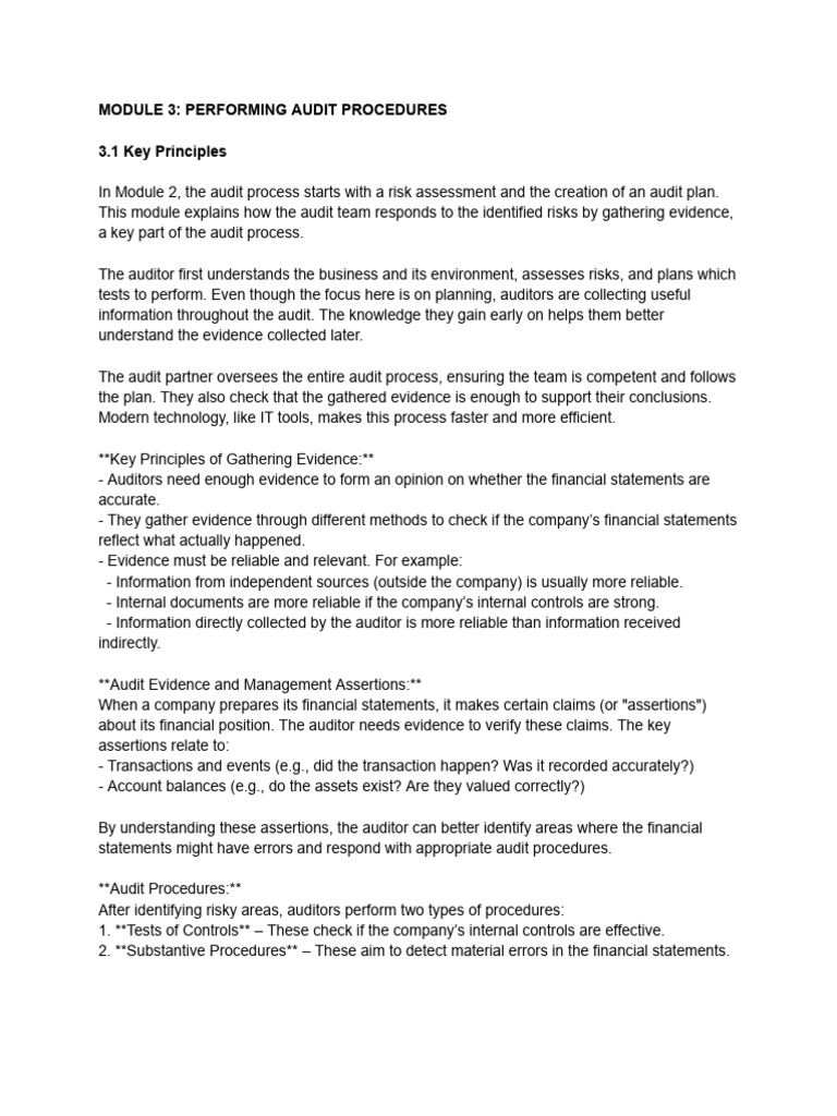Module 3 - Performing Audit Procedures | PDF | Audit | Internal Control