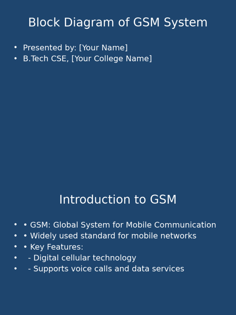 Block Diagram of GSM System Presentation Updated | PDF