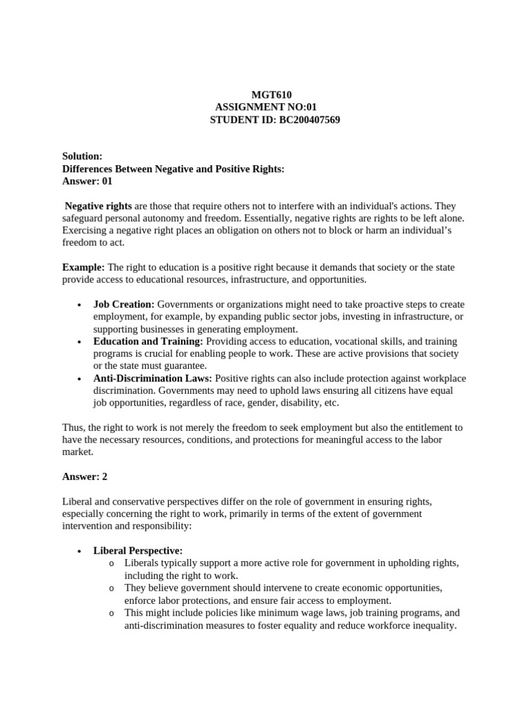 Mgt610 Assignment No 1 Fall24-3 | PDF | Employment | Unemployment