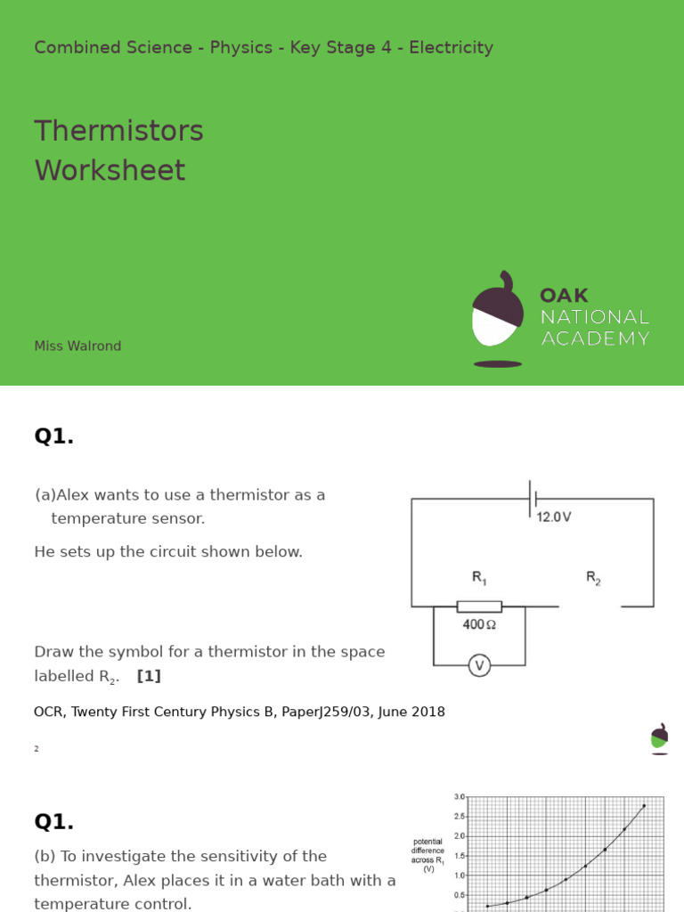 Thermistor Sensitivity Investigation Worksheet | PDF | Electrical ...