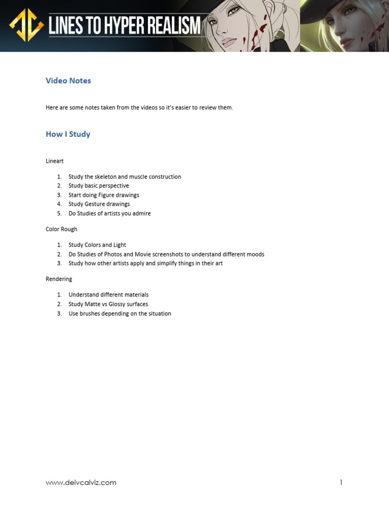 Lines To Hyper Realism Notes | PDF