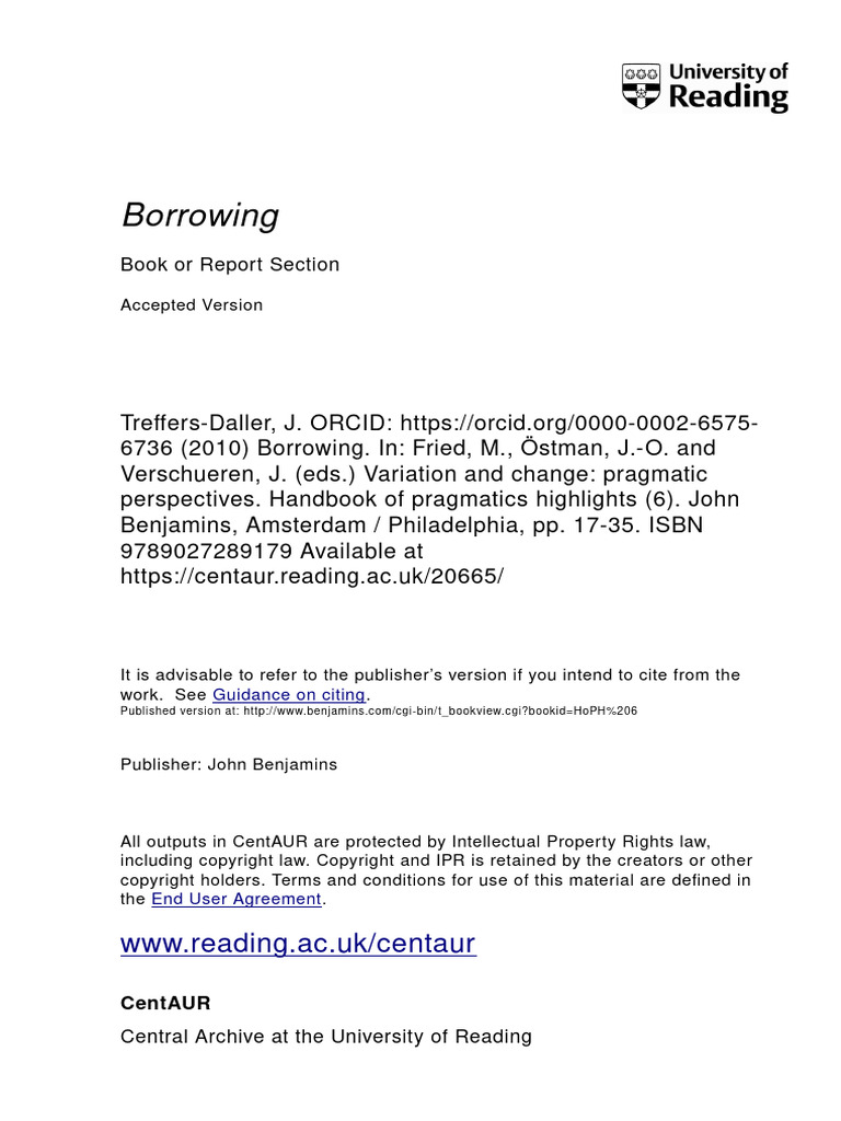 Borrowing Final | PDF | Word | English Language