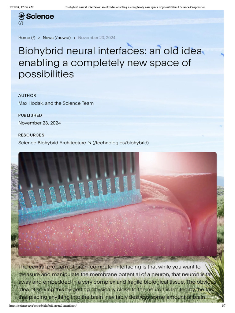 Biohybrid Neural Interfaces - An Old Idea Enabling A Completely New ...