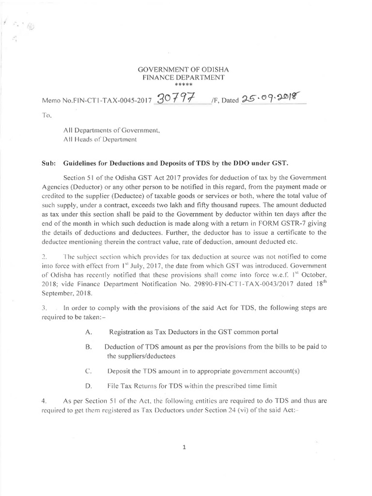 TDS Under GST Govt of Odisha | PDF