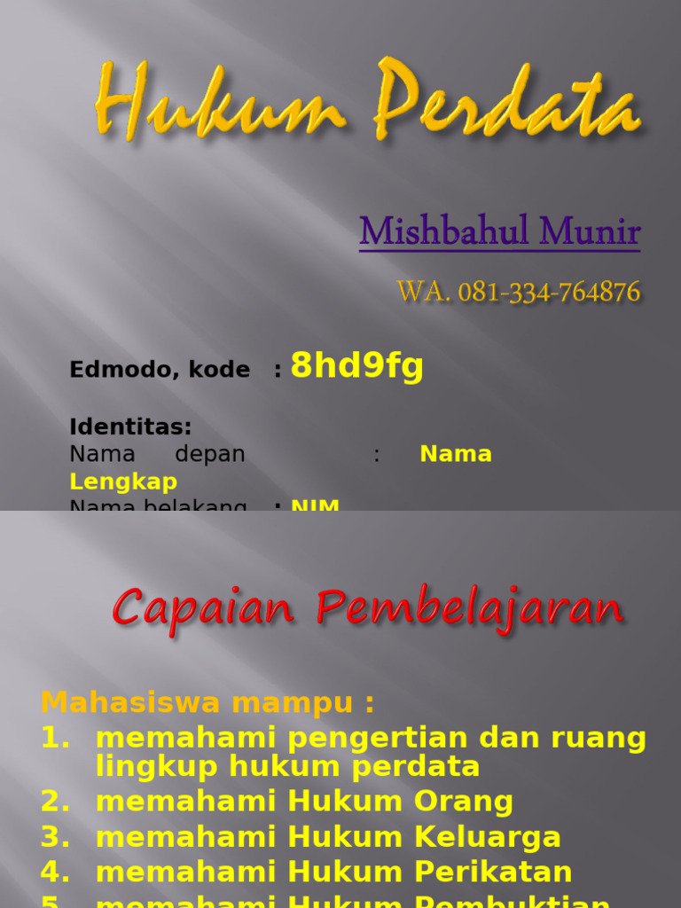 Pertemuan 1 2 Pengantar Keberlakuan KUH Perdata | PDF