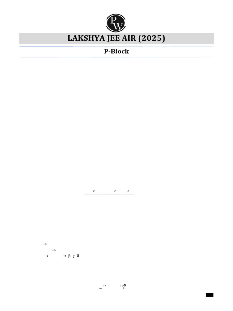 P-Block - Module - Lakshya JEE AIR Recorded 2025 | PDF | Nitrogen ...