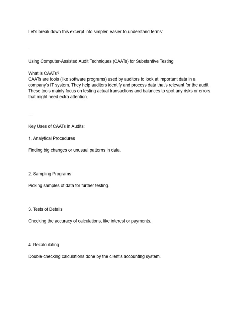 Using Caats For Substantive Testing Pdf Audit Information Technology