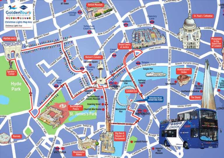 London Christmas Lights Bus Tour Map 2022 | PDF