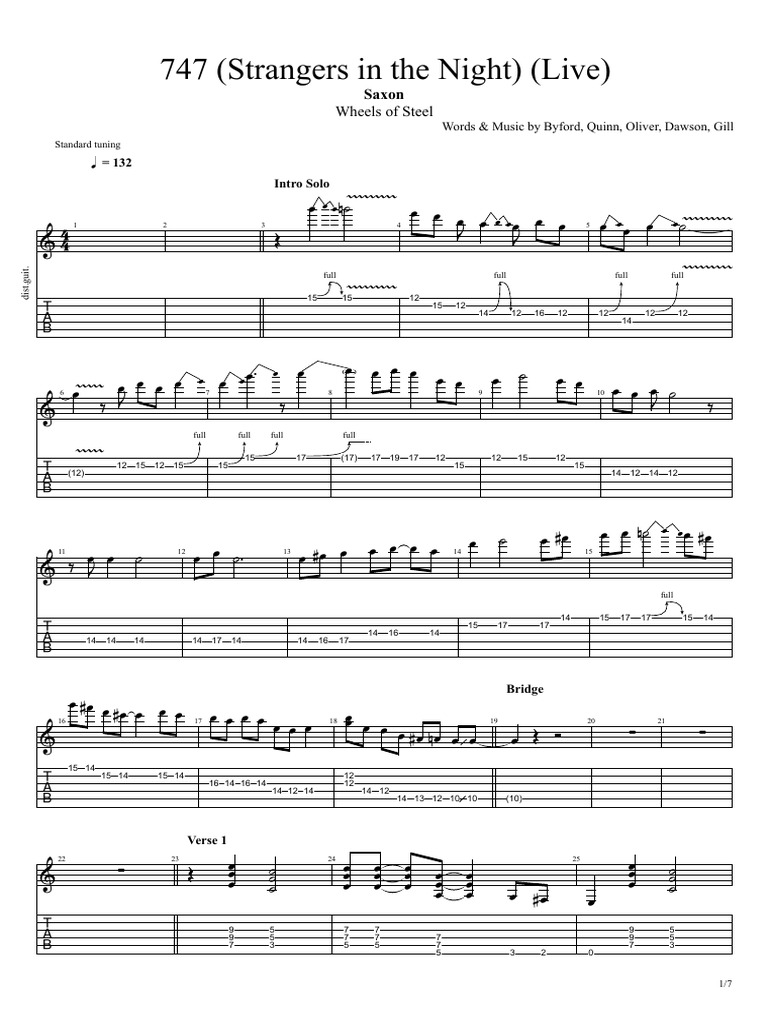 Saxon 747 Live Guitar Tab | PDF | Songs | Rock Music